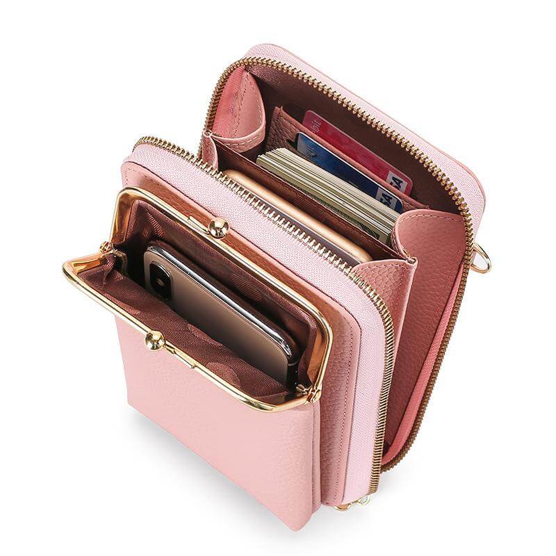 Multifunctional Large Capacity Kiss-Lock Crossbody Cell Phone Bag Cell ...